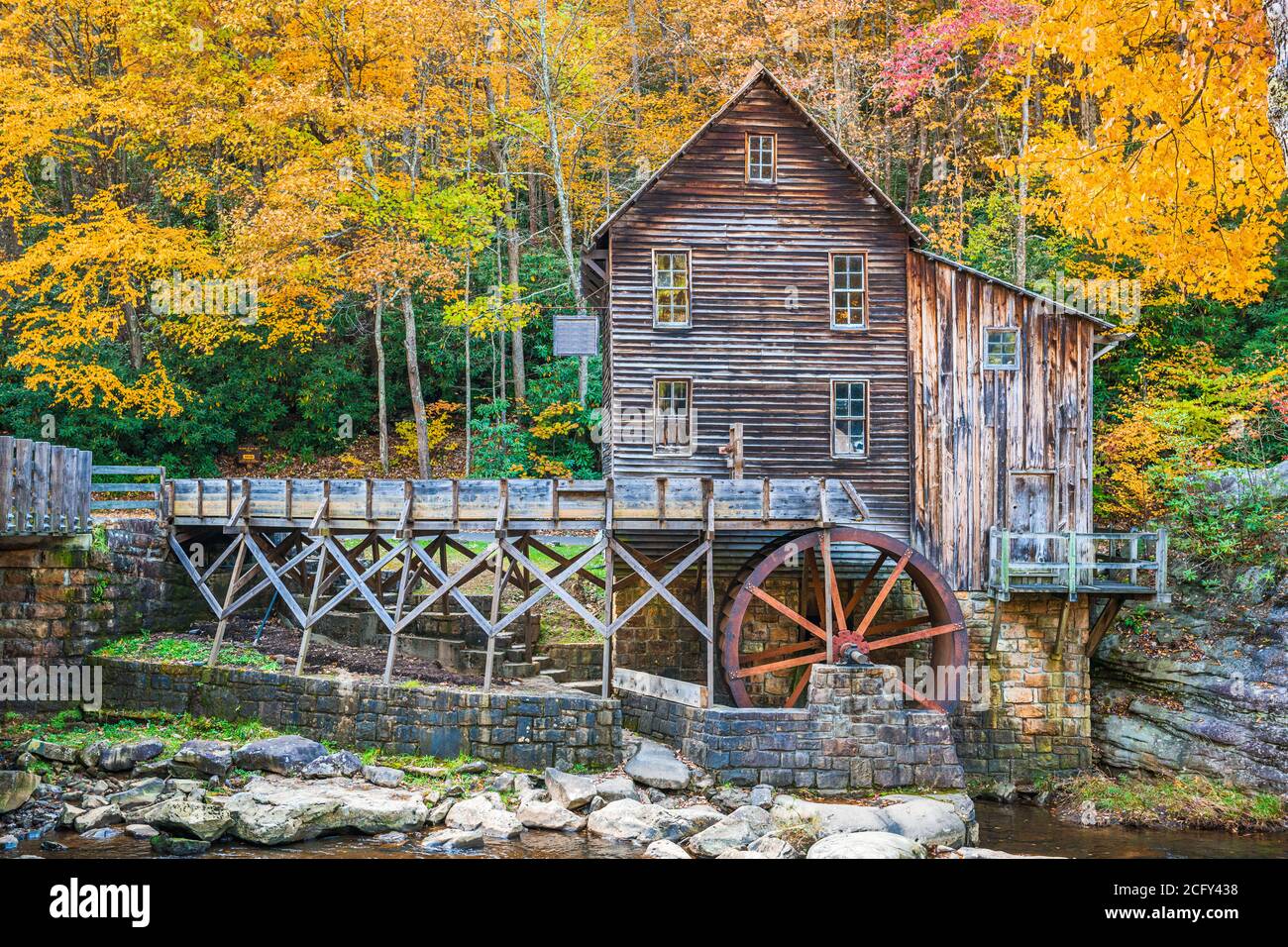 Babcock State Park, West Virginia, USA at Glade Creek Grist Mill during ...