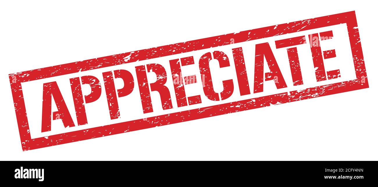 APPRECIATE red grungy rectangle stamp sign Stock Photo - Alamy