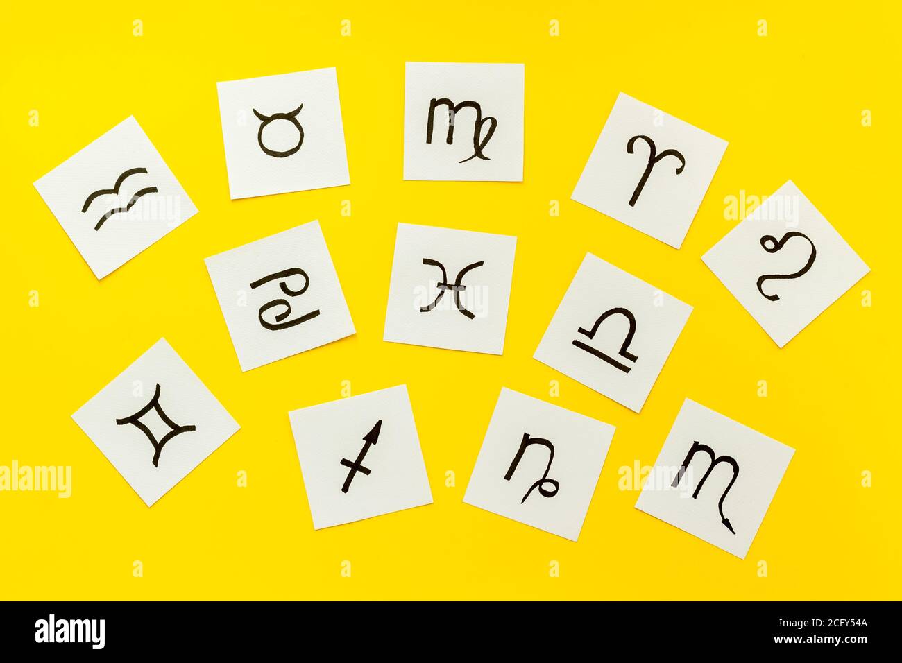 Zodiac signs - horoscope astrology concept, top view Stock Photo - Alamy