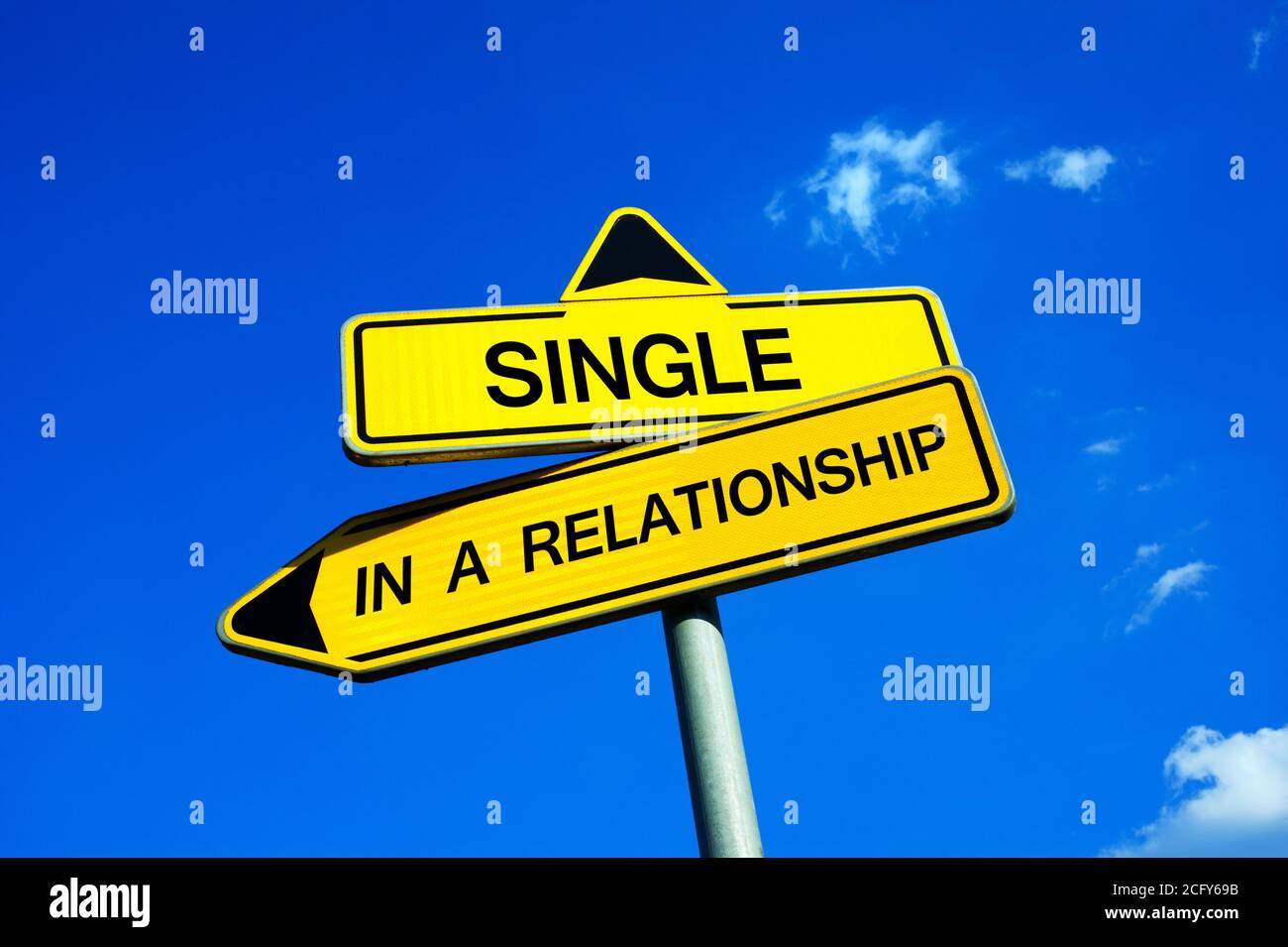 Single or In A Relationship - Traffic sign with two options - decision ...