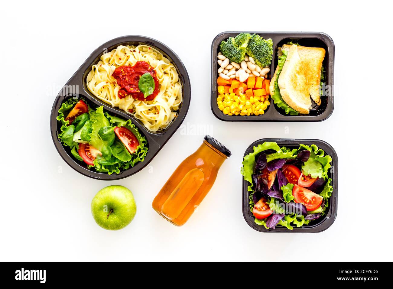 Restaurant food delivery, lunch boxes for daily nutrition, top view ...