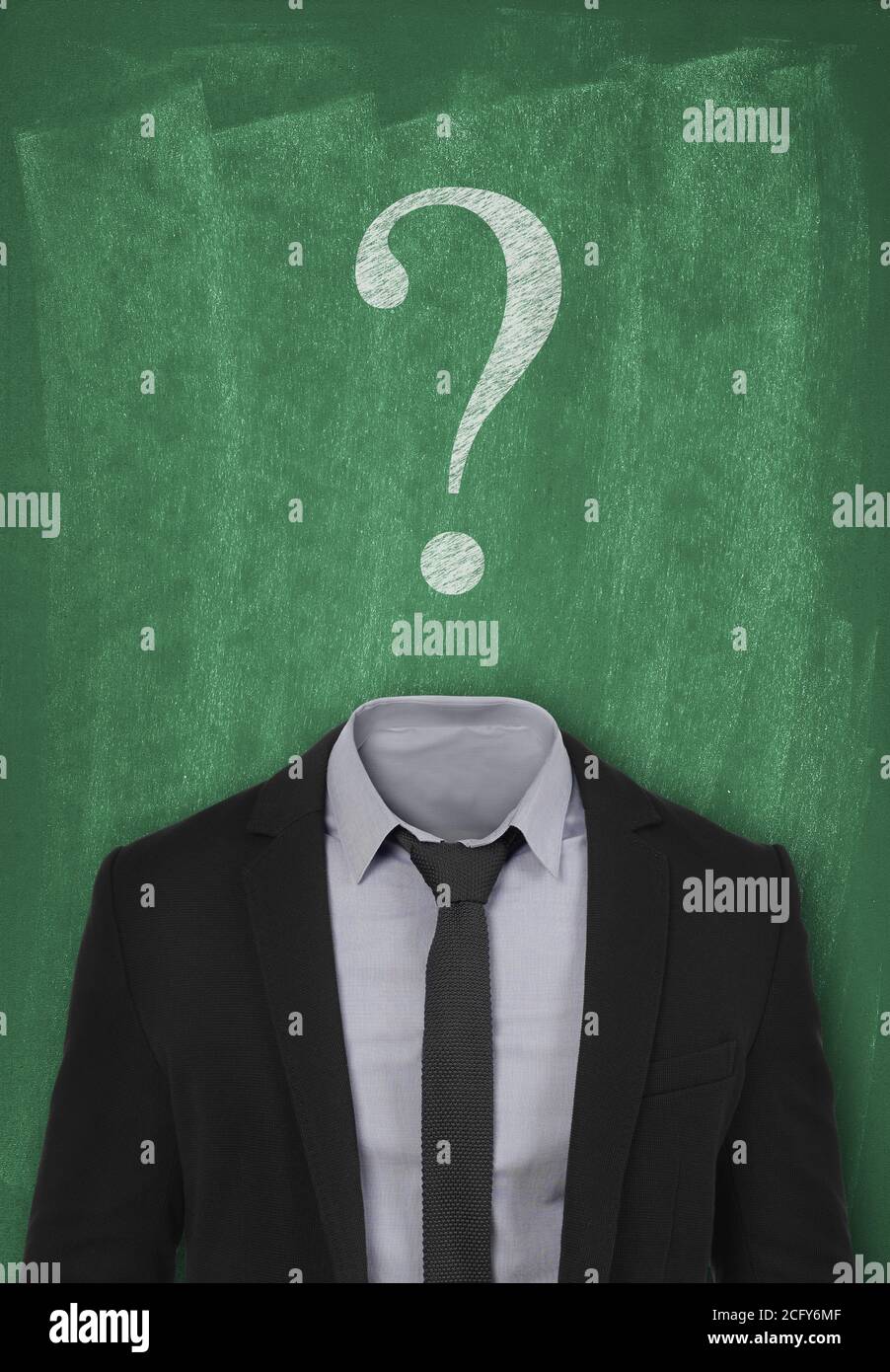 Suit and question mark on blackboard Stock Photo - Alamy