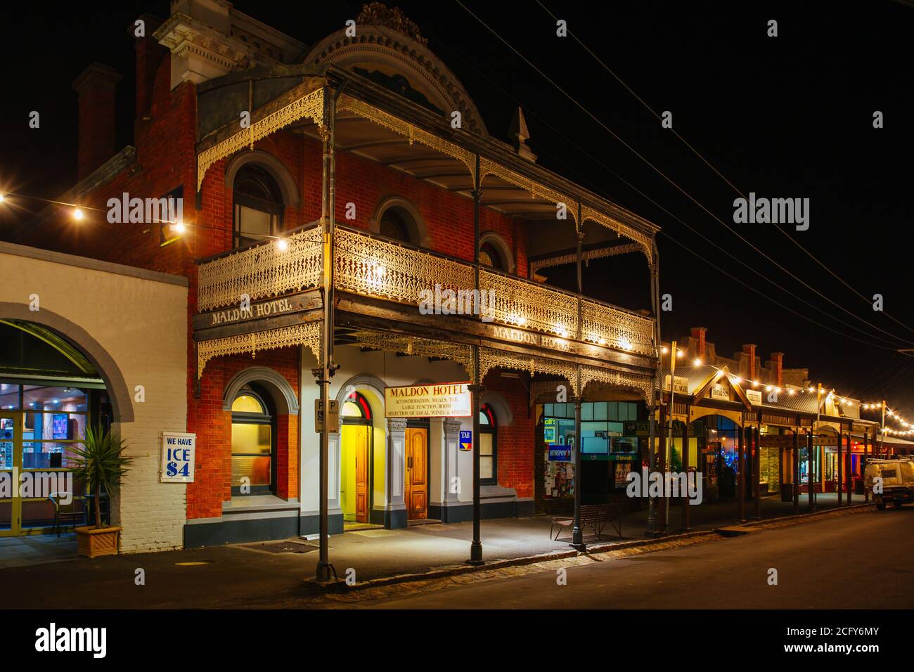 Maldon High Street at Night in Victoria Australia Stock Photo - Alamy