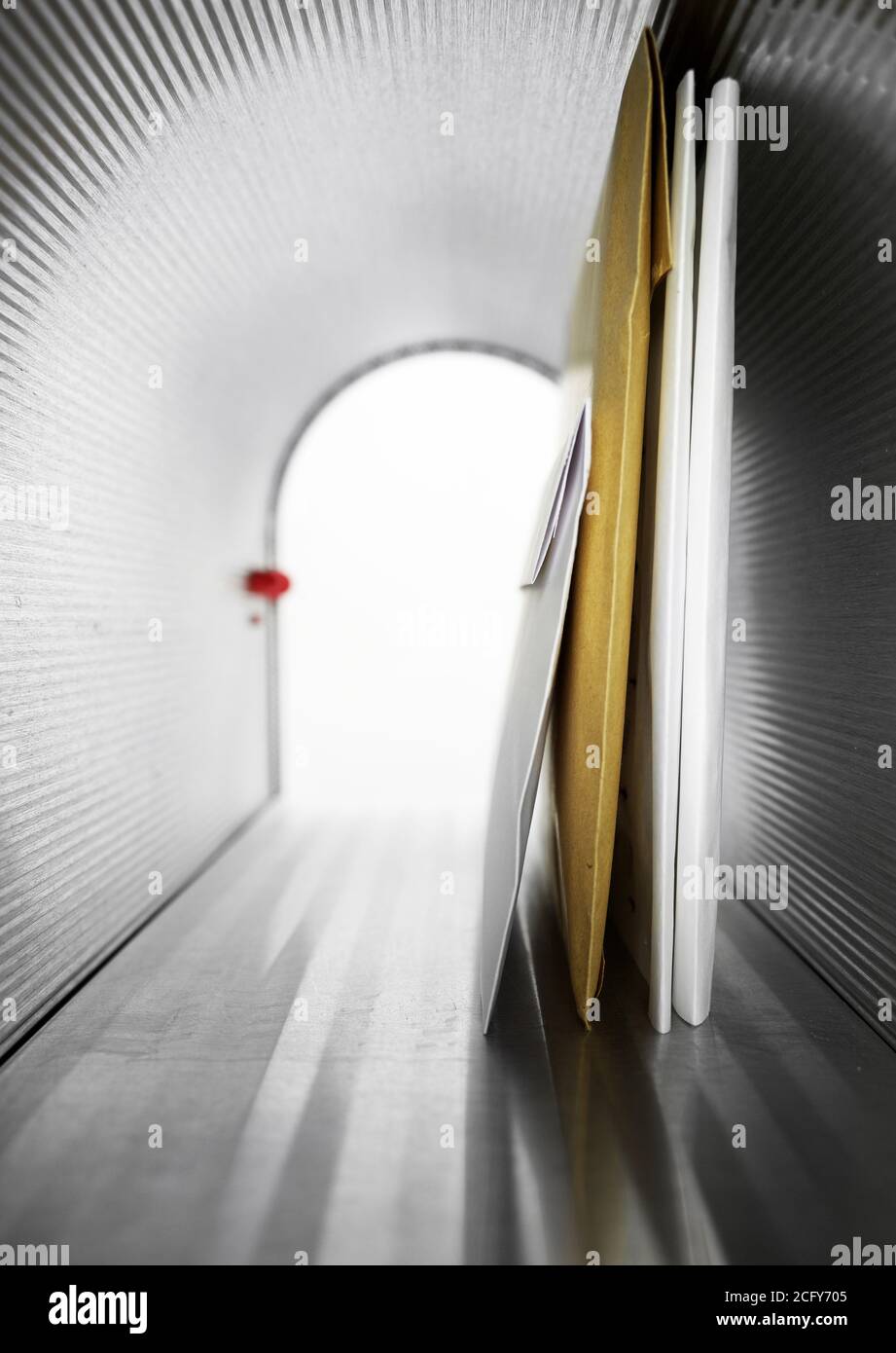 Mailbox with envelopes, view from inside Stock Photo - Alamy