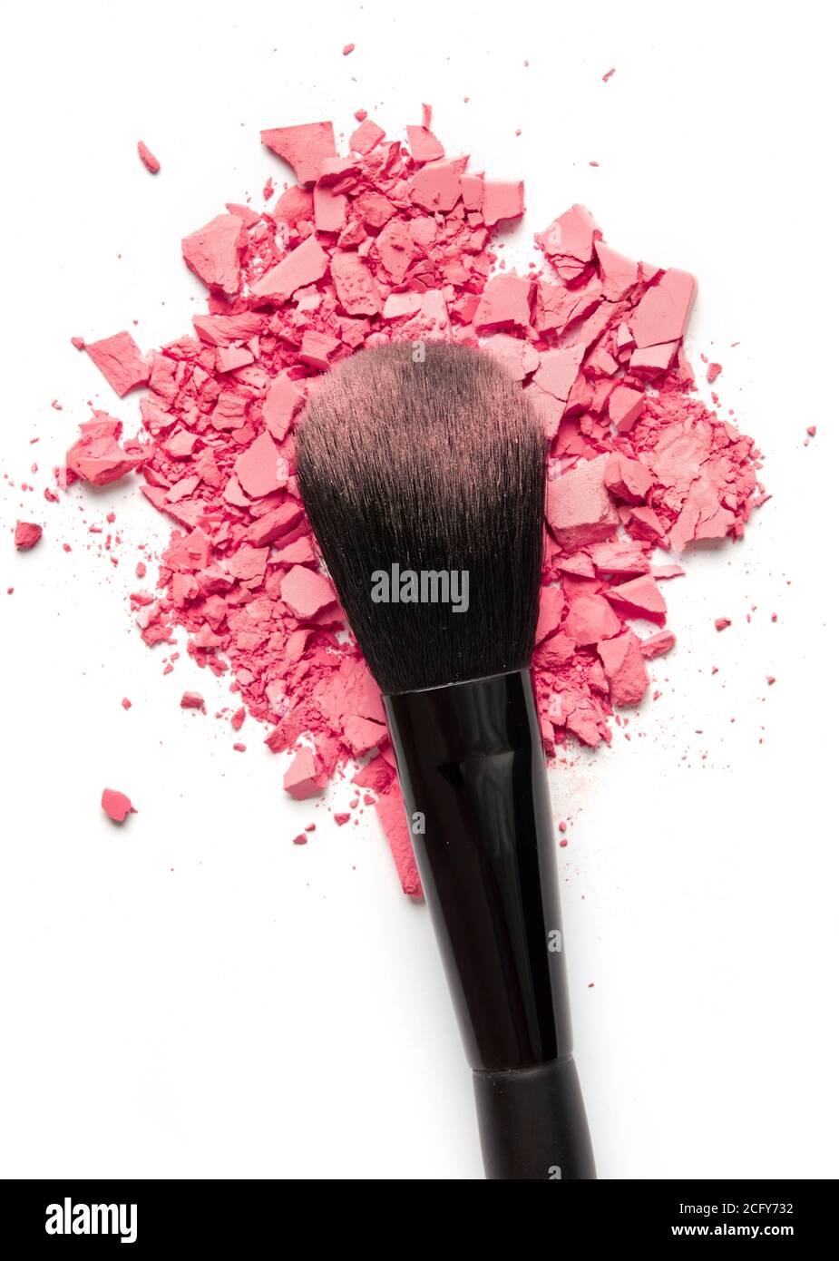 Crushed makeup shadow and makeup brush on white background Stock Photo ...