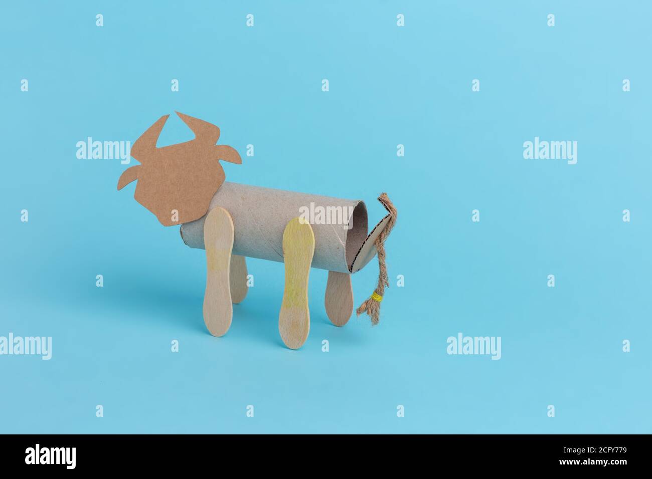bull or ox made by kids from toilet paper roll, tutorial, DIY, step by ...