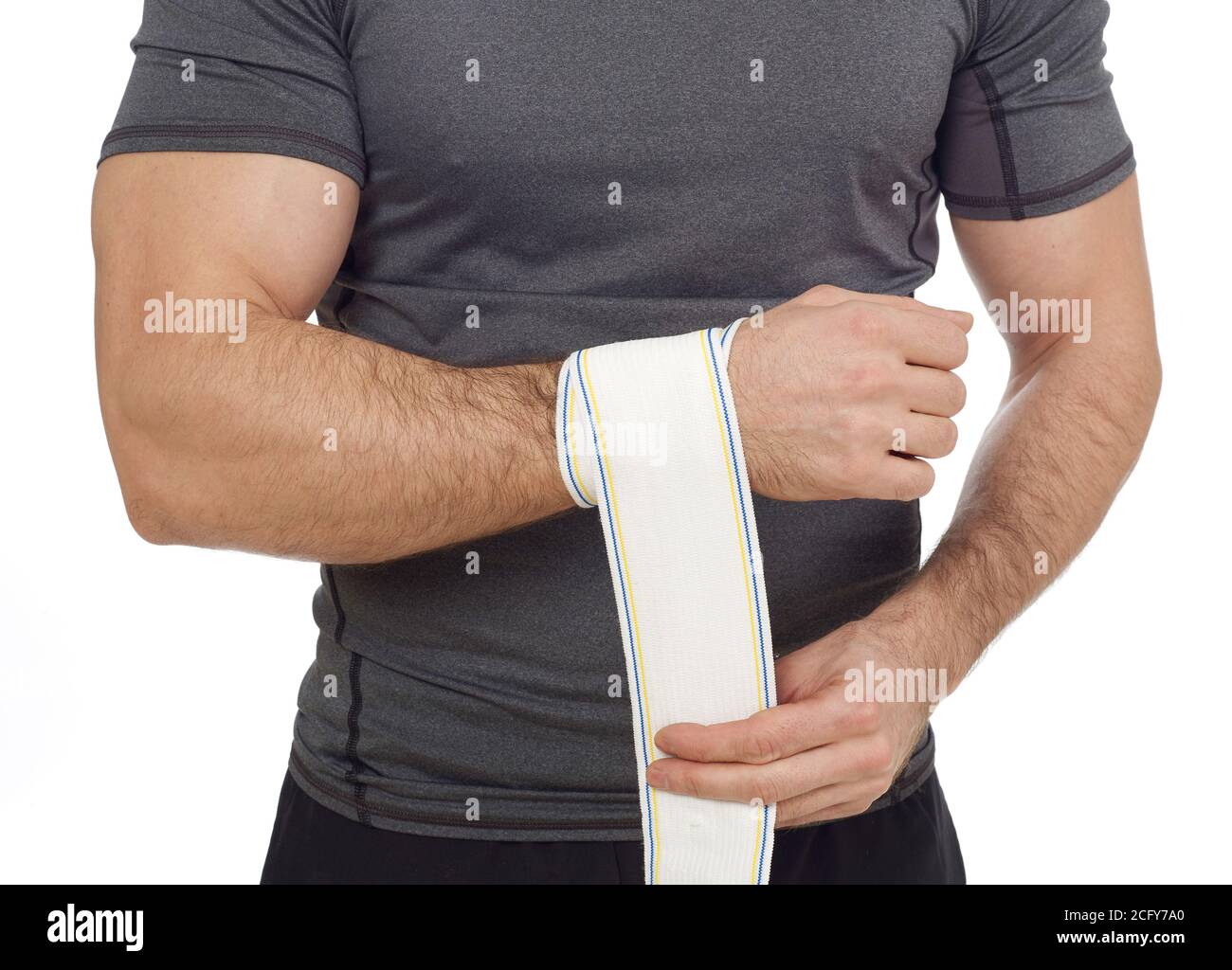 Man wrapping his wrist Stock Photo - Alamy