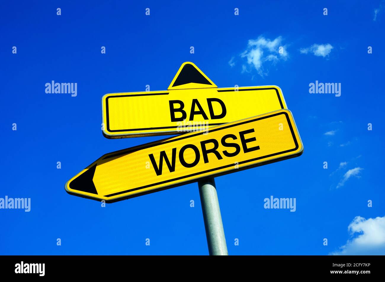 Bad or Worse - Traffic sign with two options - two negative and ...