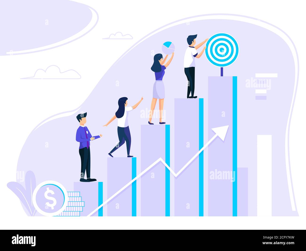 Target selection achieved team. Concept of business Achievement ...