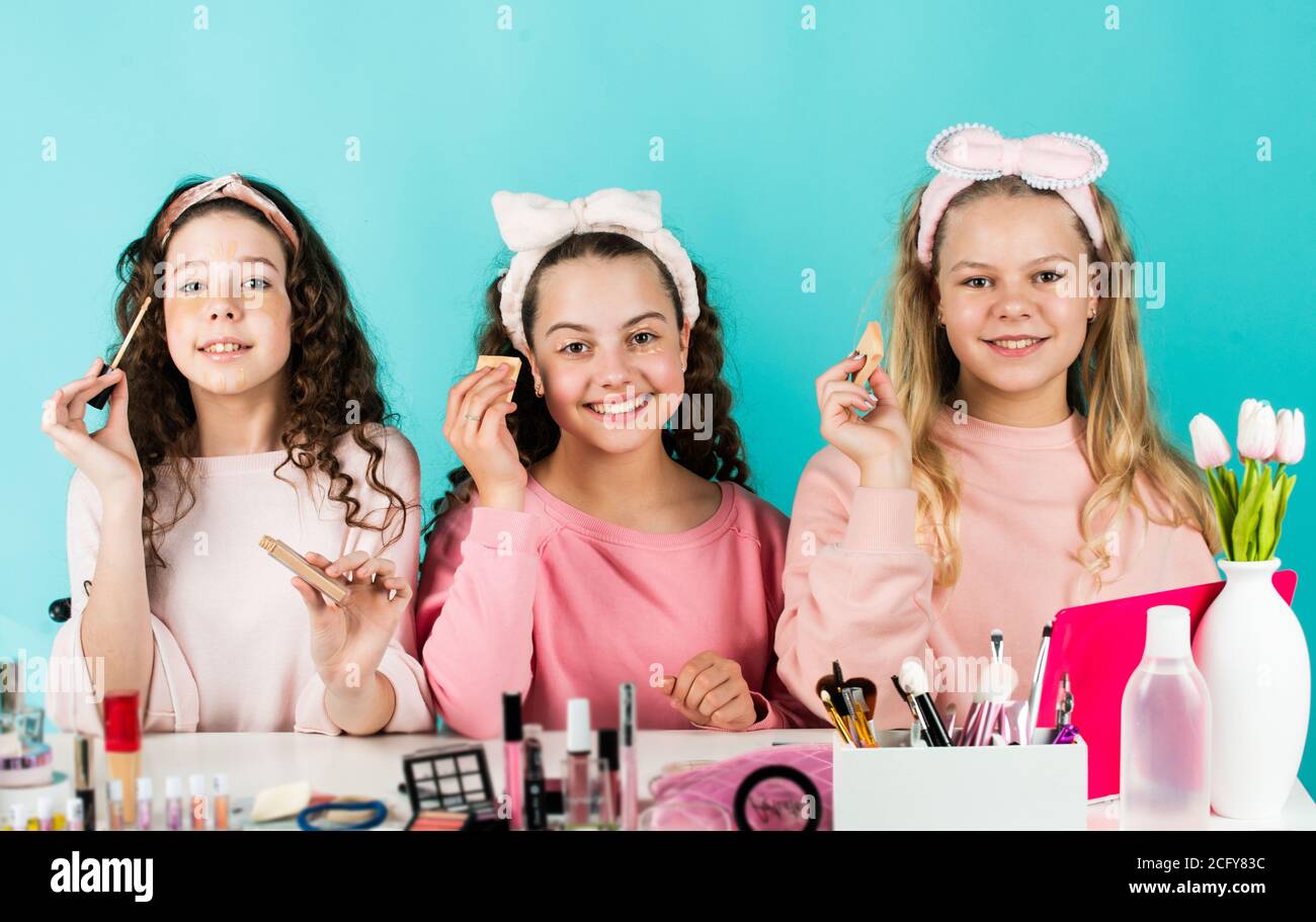 Control oil. Prevent acne. Kids makeup. Skin care concept. Cosmetics ...