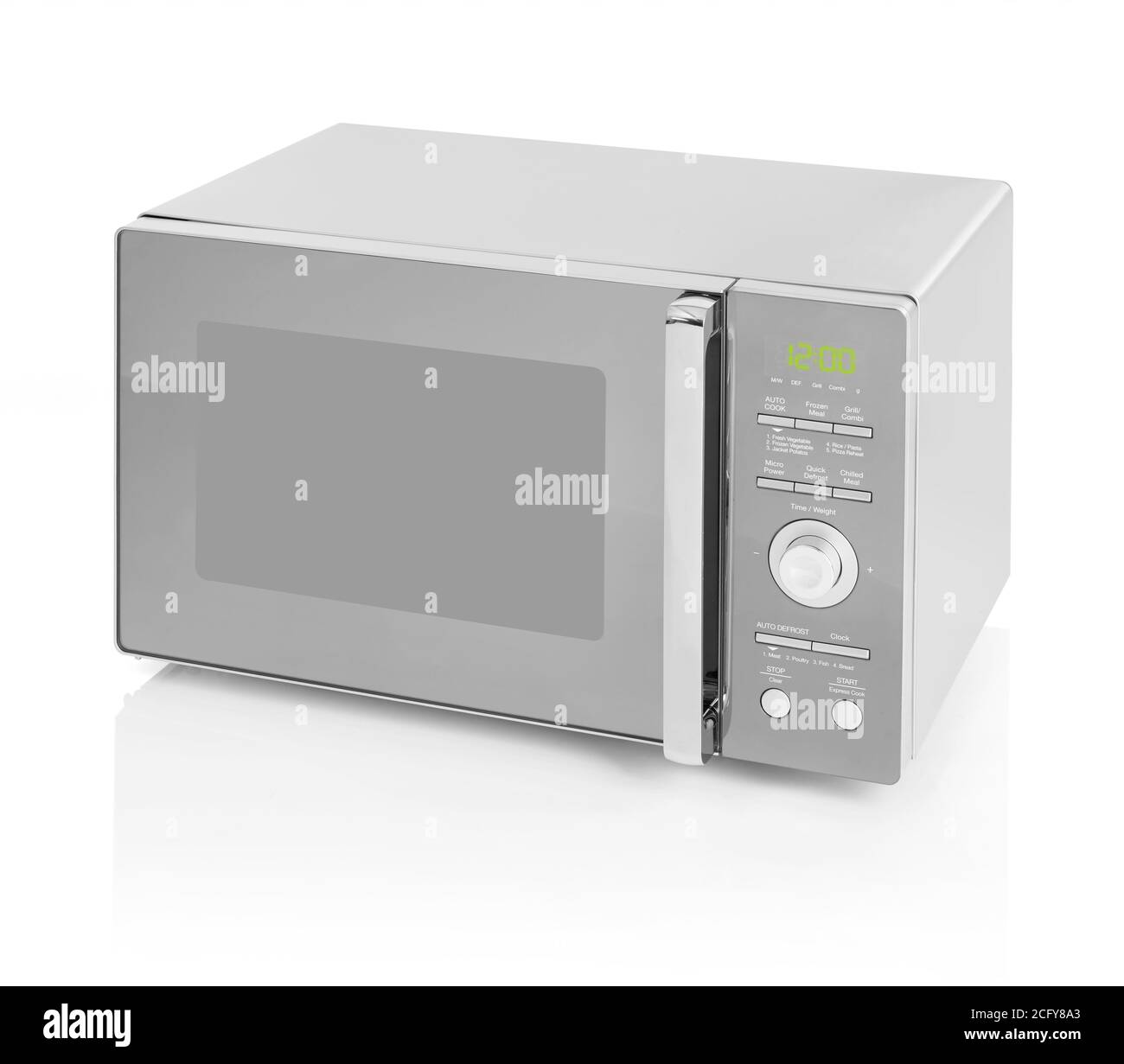 Silver metallic microwave oven isolated on white Stock Photo - Alamy