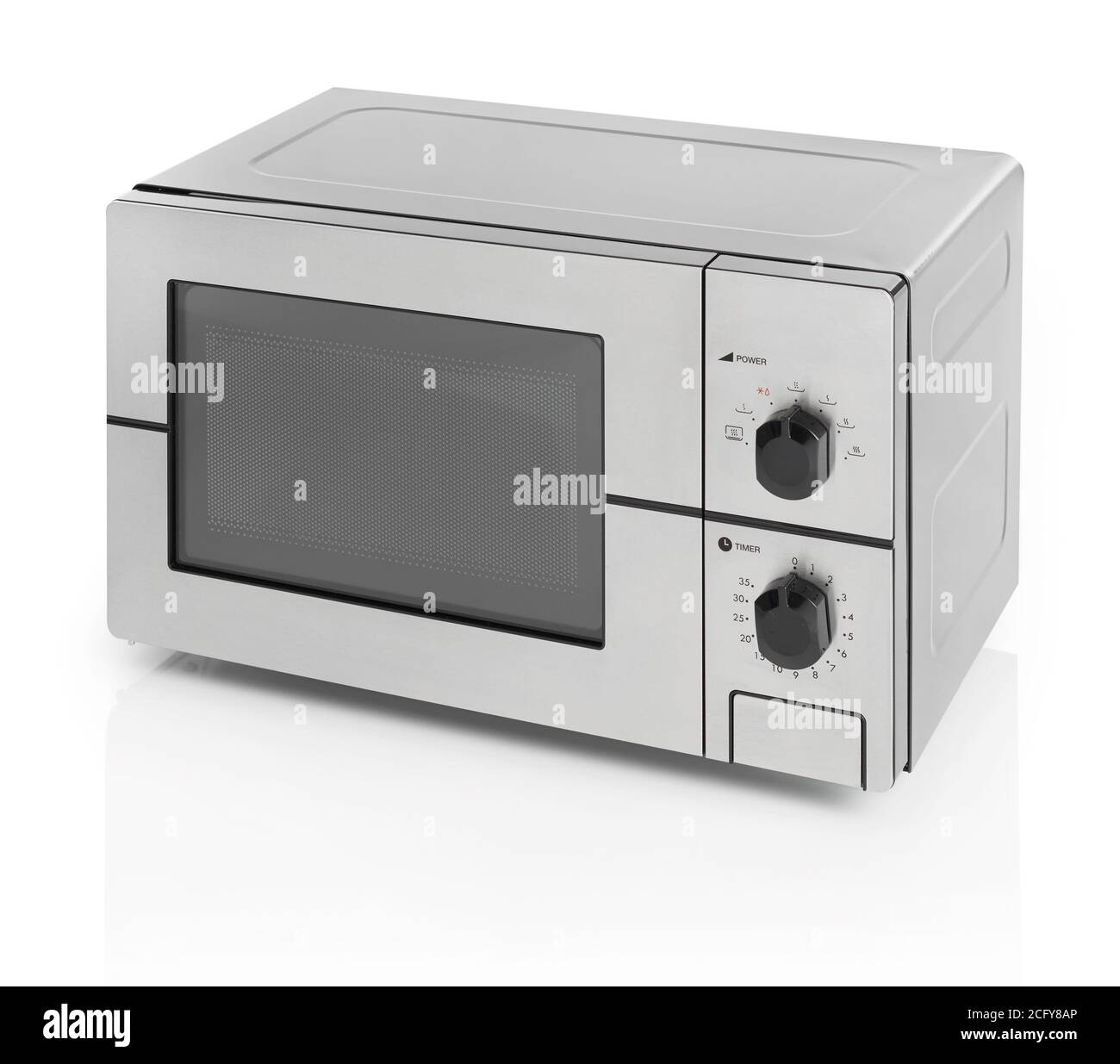 Silver metallic microwave oven isolated on white Stock Photo - Alamy