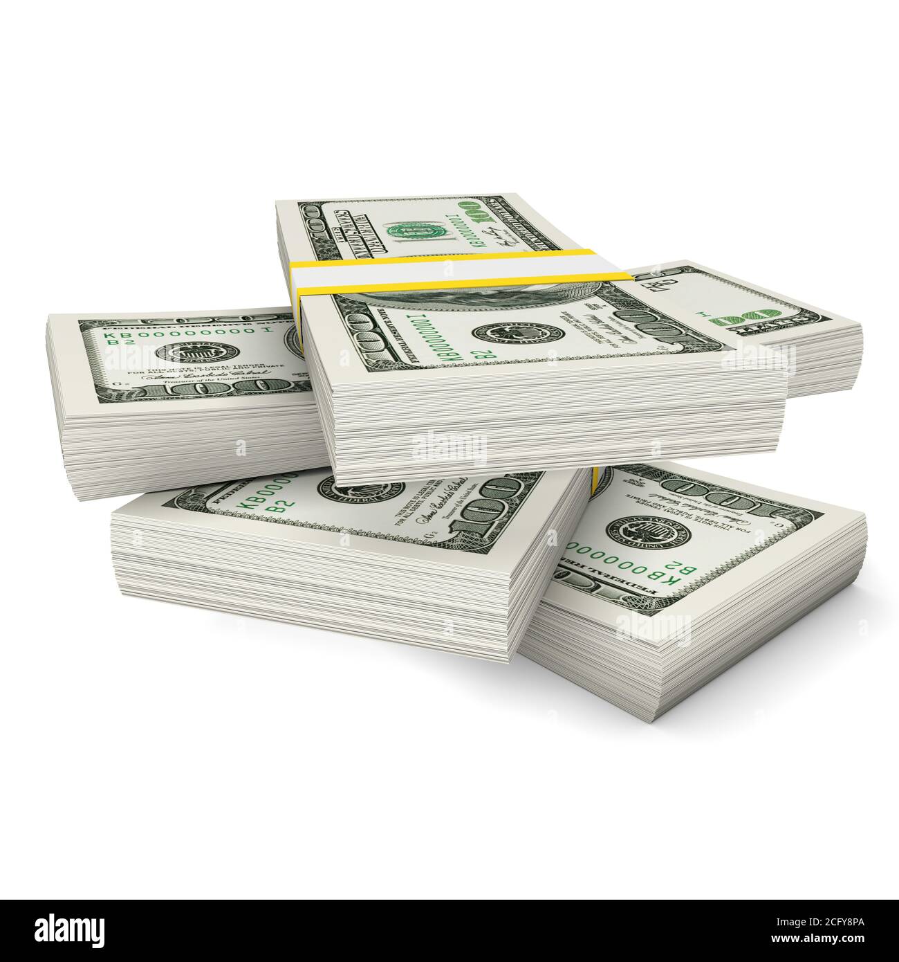Stack of dollars on white background Stock Photo - Alamy