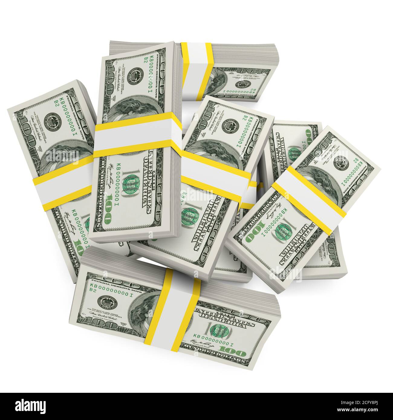 Stack of dollars on white background Stock Photo - Alamy