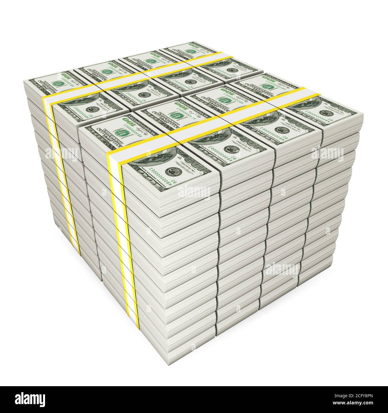 Stack of dollars on white background Stock Photo - Alamy