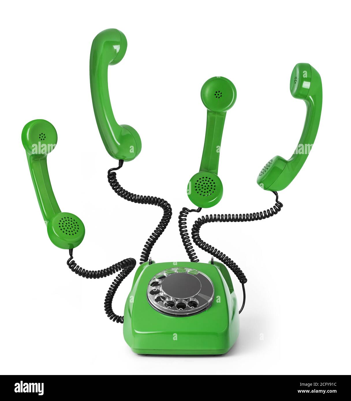 Vintage telephone with multiple receivers Stock Photo - Alamy