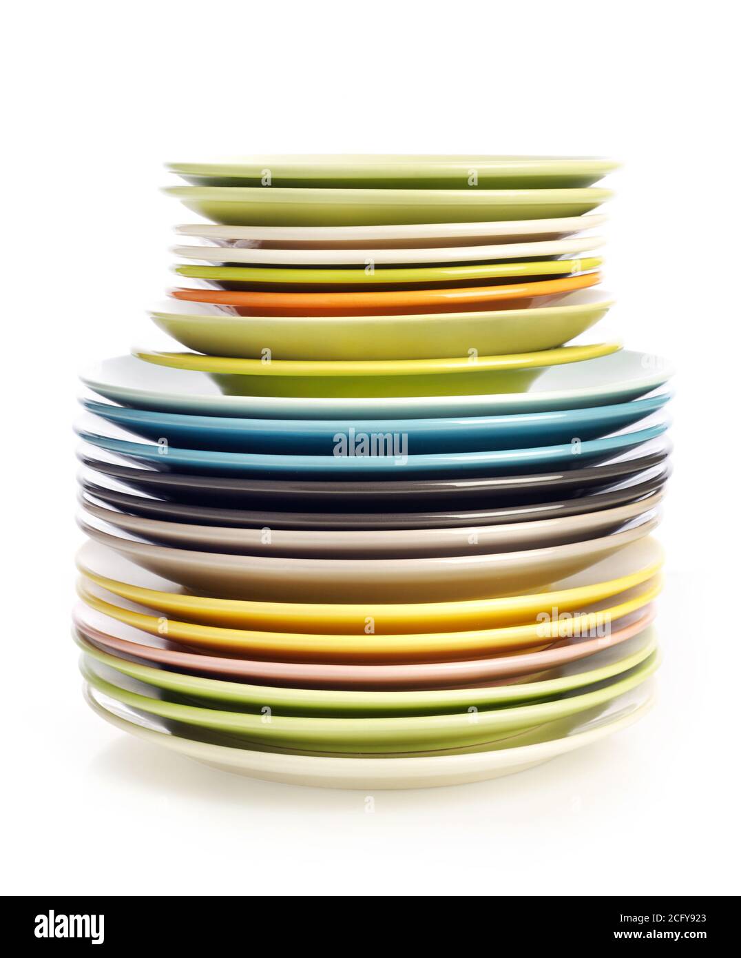 Multi-colored plates isolated Stock Photo - Alamy