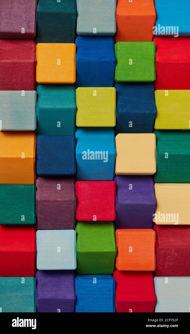 Wooden toy blocks background Stock Photo - Alamy