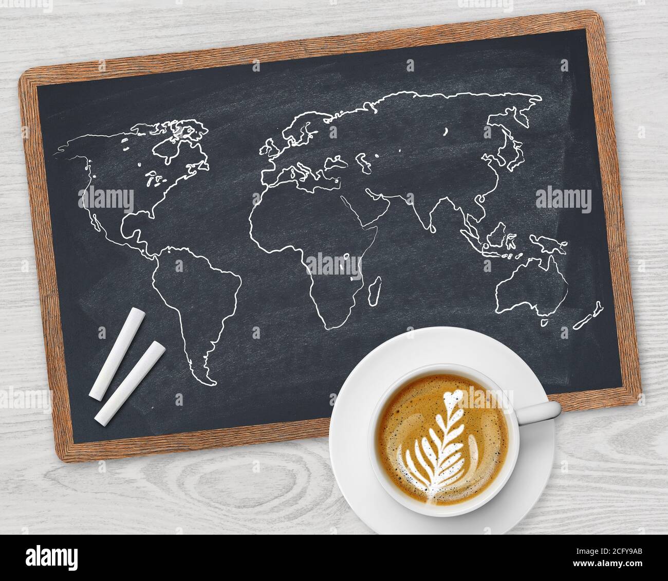 World map and coffee cup Stock Photo - Alamy