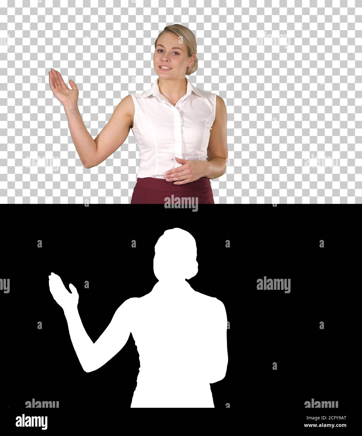 Woman blonde walking talking camera hi-res stock photography and images ...