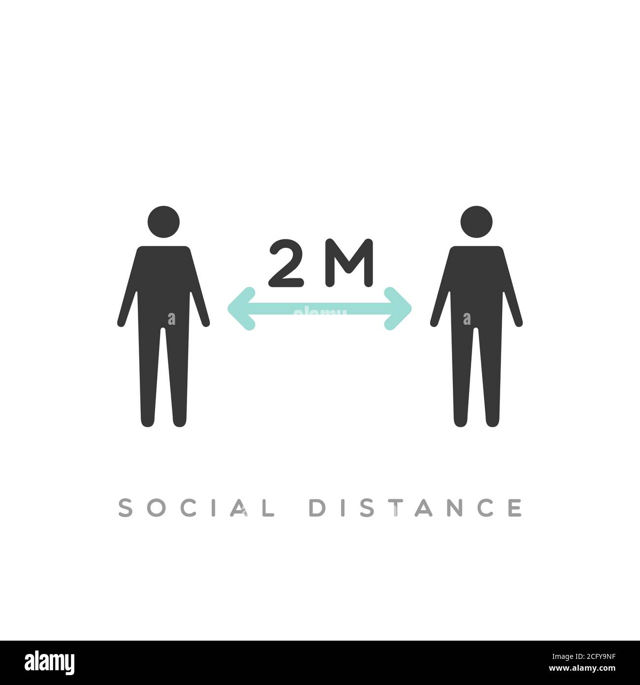 Social distance icon. Coronavirus pandemic prevention. Keep two meters ...