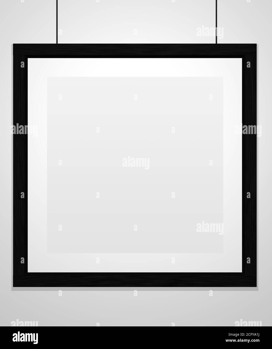Art museum single square frame isolated on white. Black frame. 3D ...