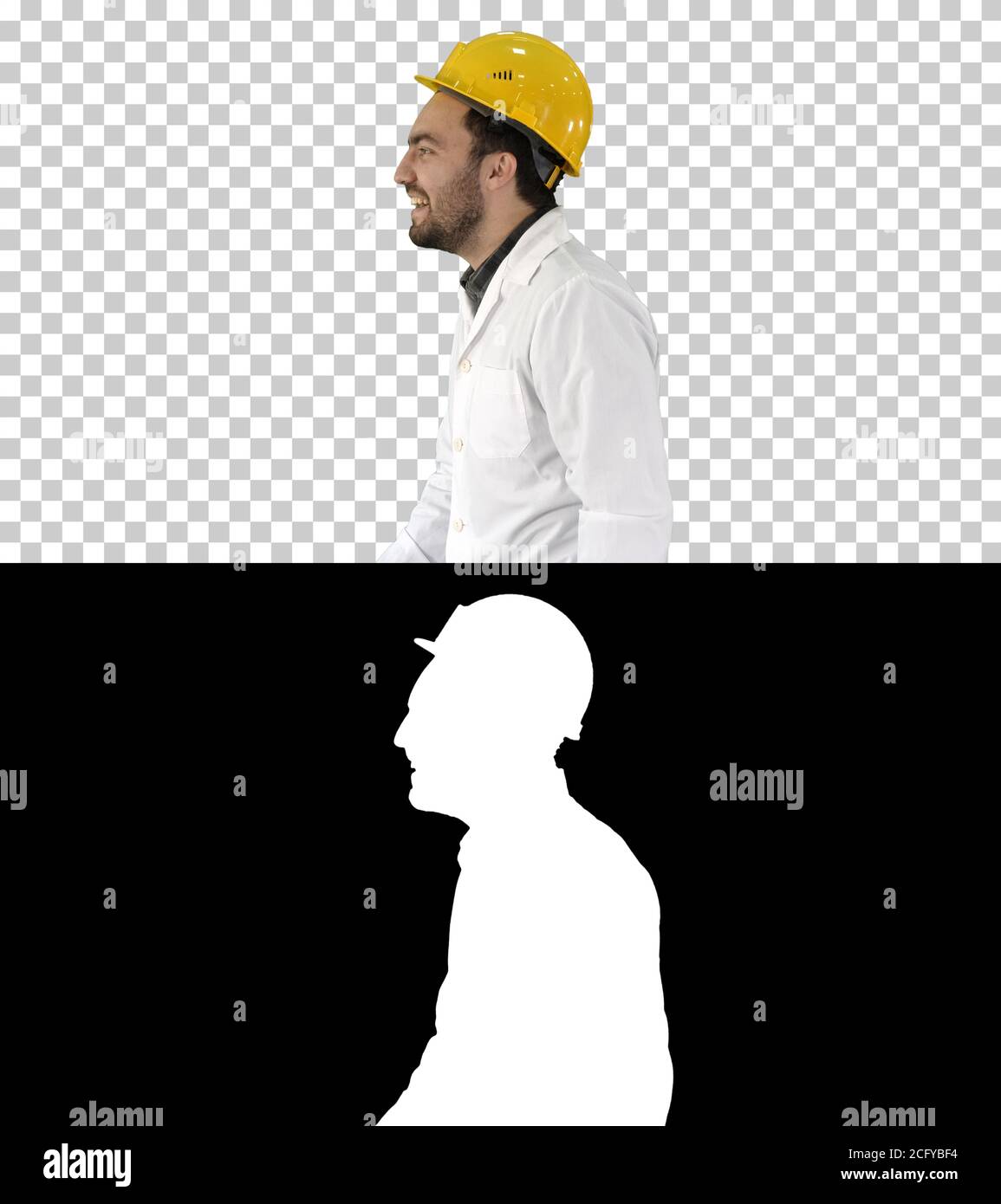 Construction engineer putting on yellow hi-res stock photography and ...