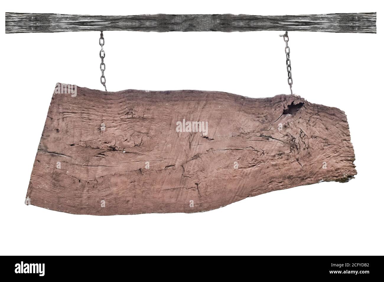 wooden signs hanging on a chain on white background Stock Photo - Alamy