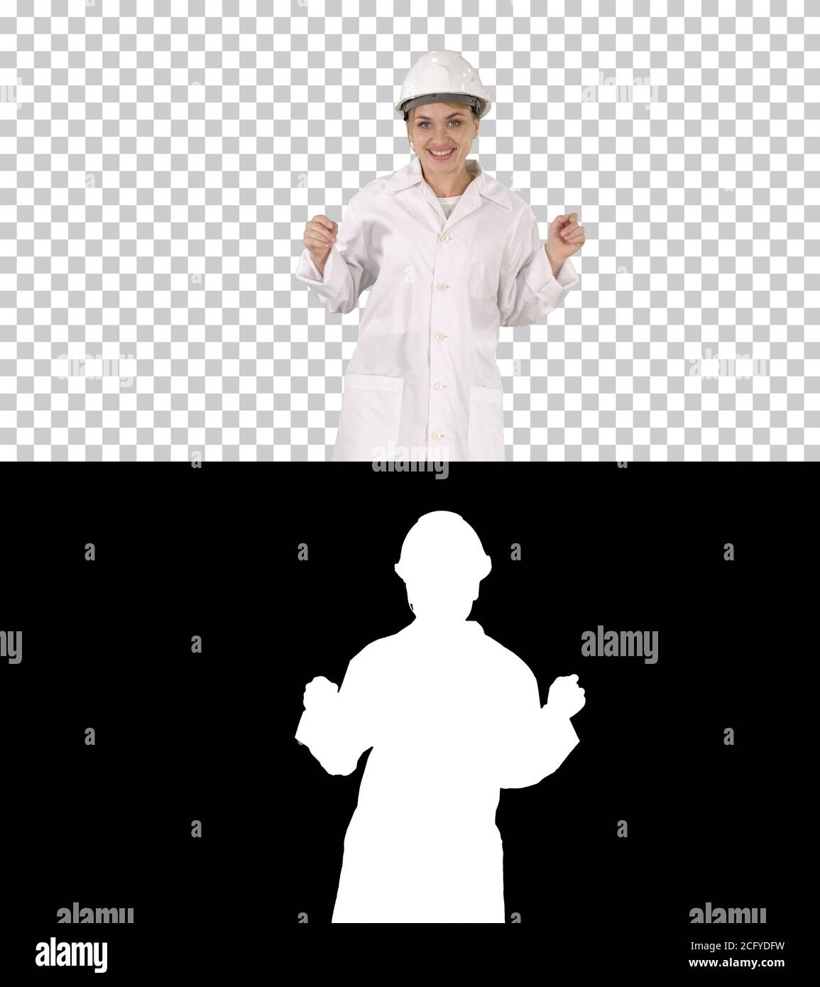 Female engineer dancing, Alpha Channel Stock Photo - Alamy
