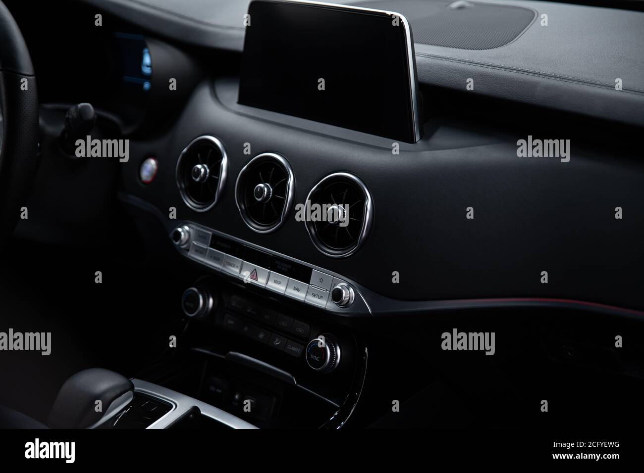 Modern car multimedia screen and dashboard with car air condition ...