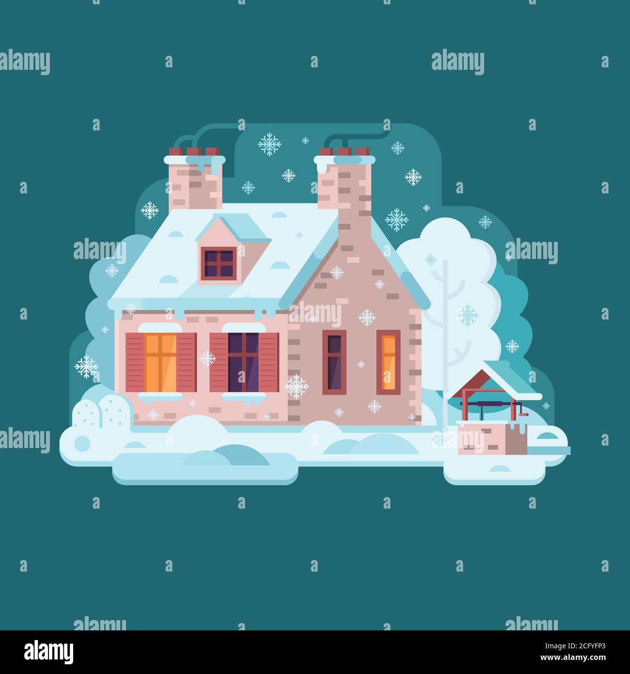 Snowy rural scene Stock Vector Images - Alamy