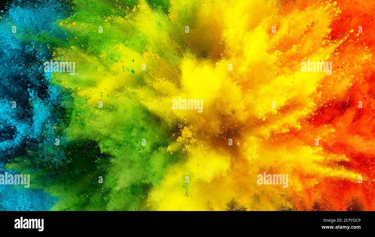 Abstract coloured powder explosion background, various colours Stock ...