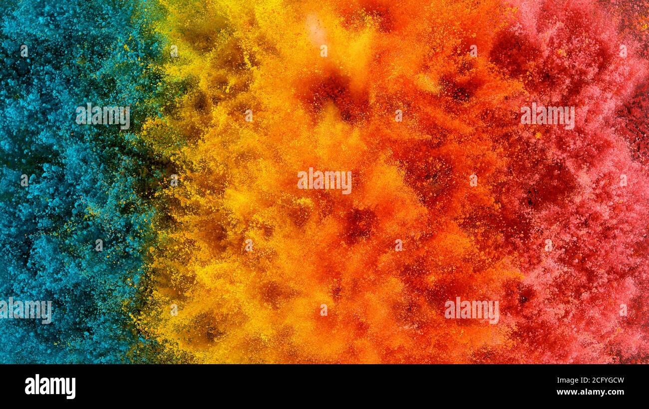 Abstract coloured powder explosion background, various colours Stock ...
