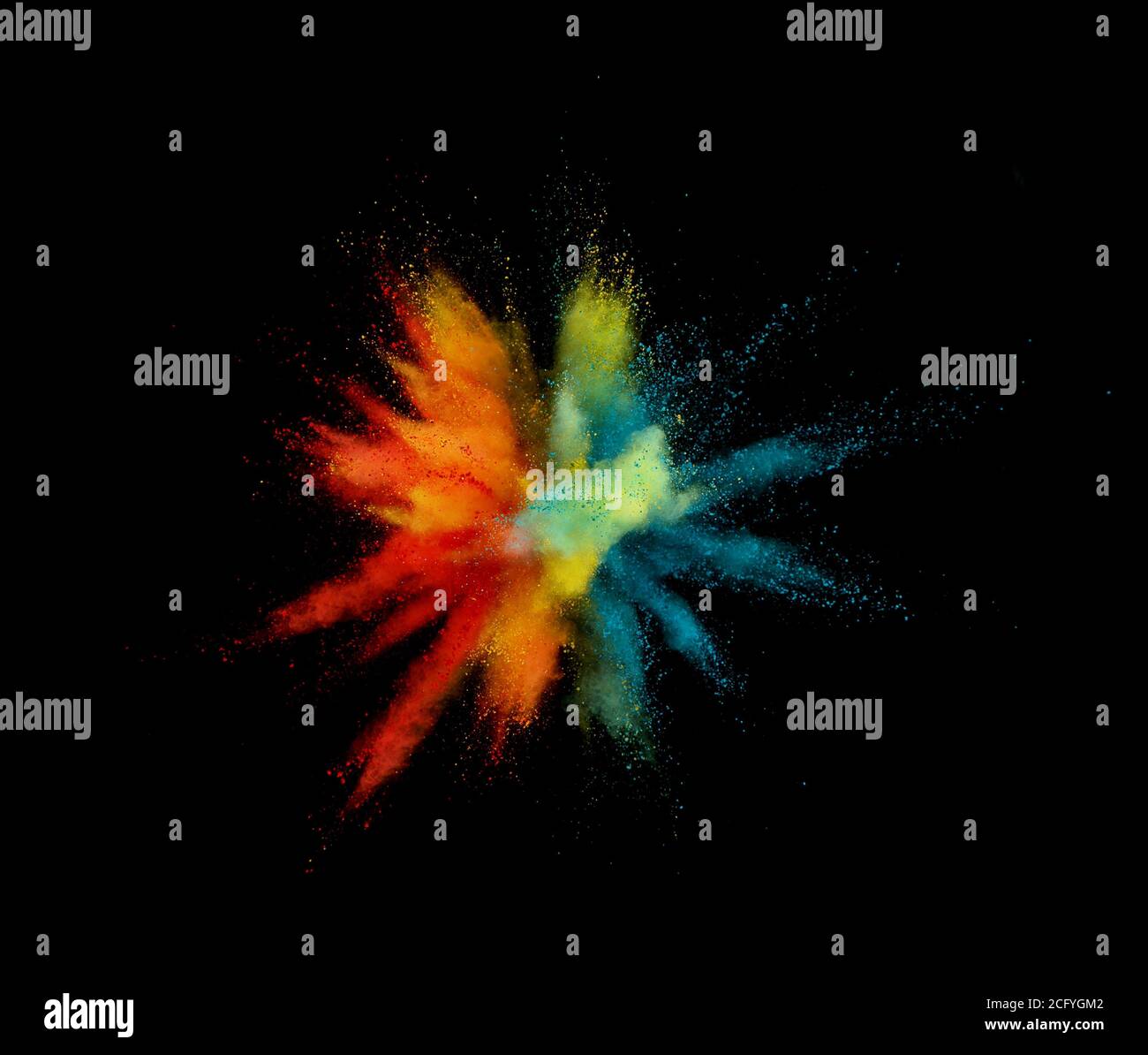 Abstract coloured powder explosion on black background Stock Photo - Alamy