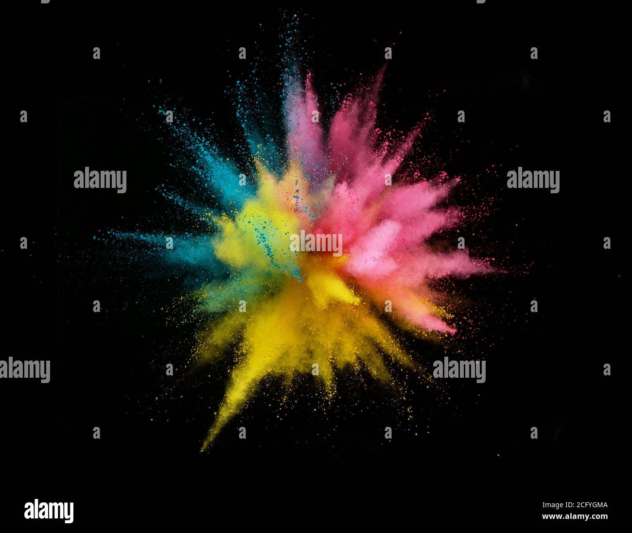 Abstract coloured powder explosion on black background Stock Photo - Alamy