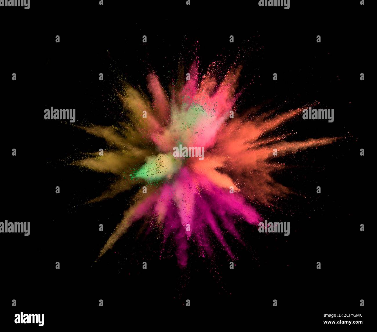 Abstract coloured powder explosion on black background Stock Photo - Alamy