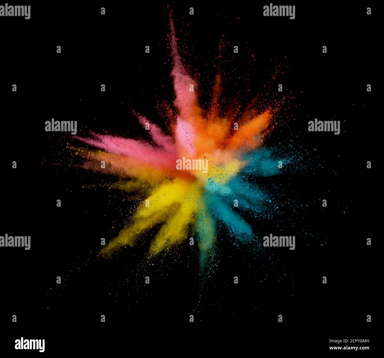 Abstract coloured powder explosion on black background Stock Photo - Alamy