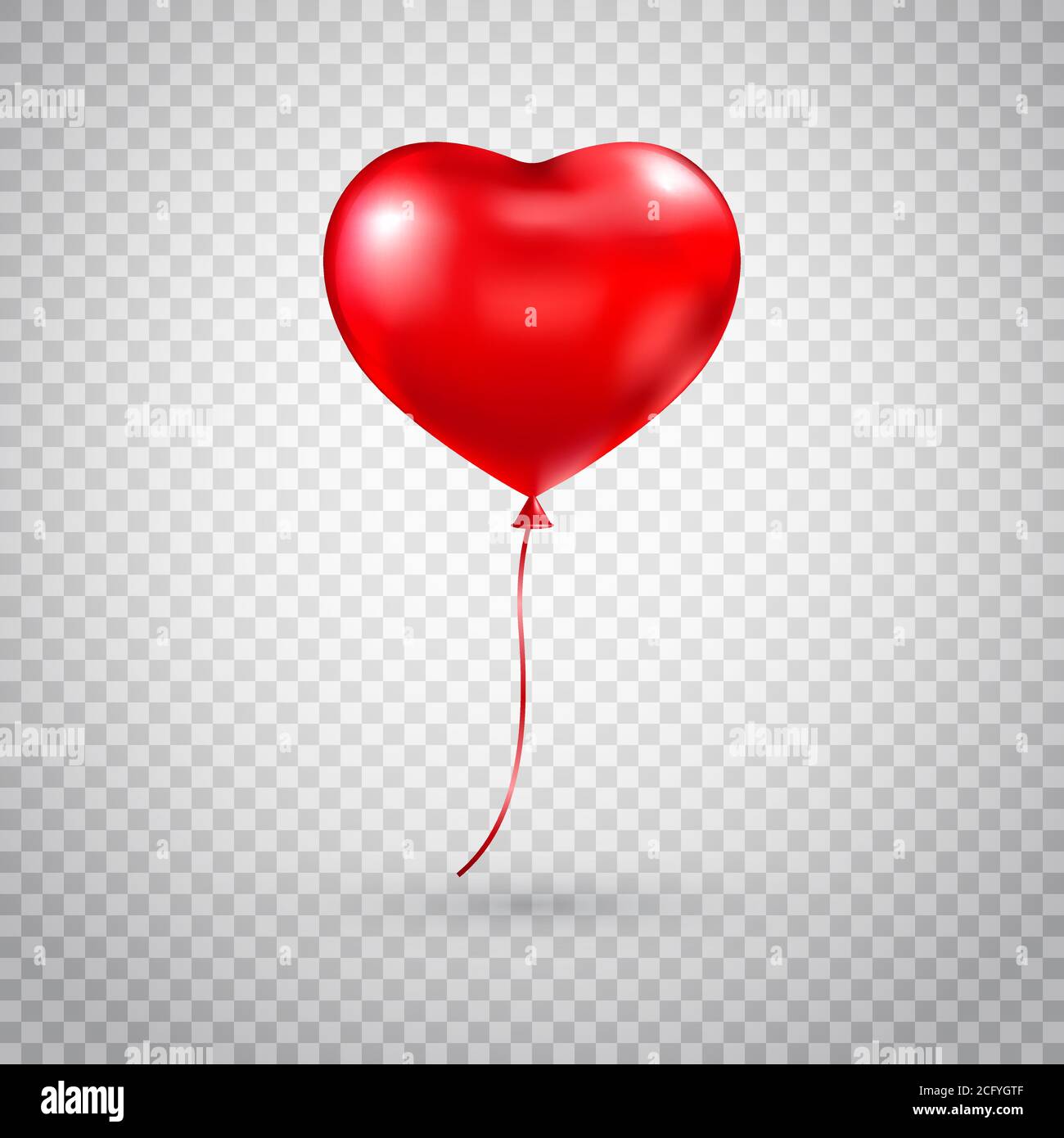 Heart balloon. Red heart glossy balloon isolated on transparent ...