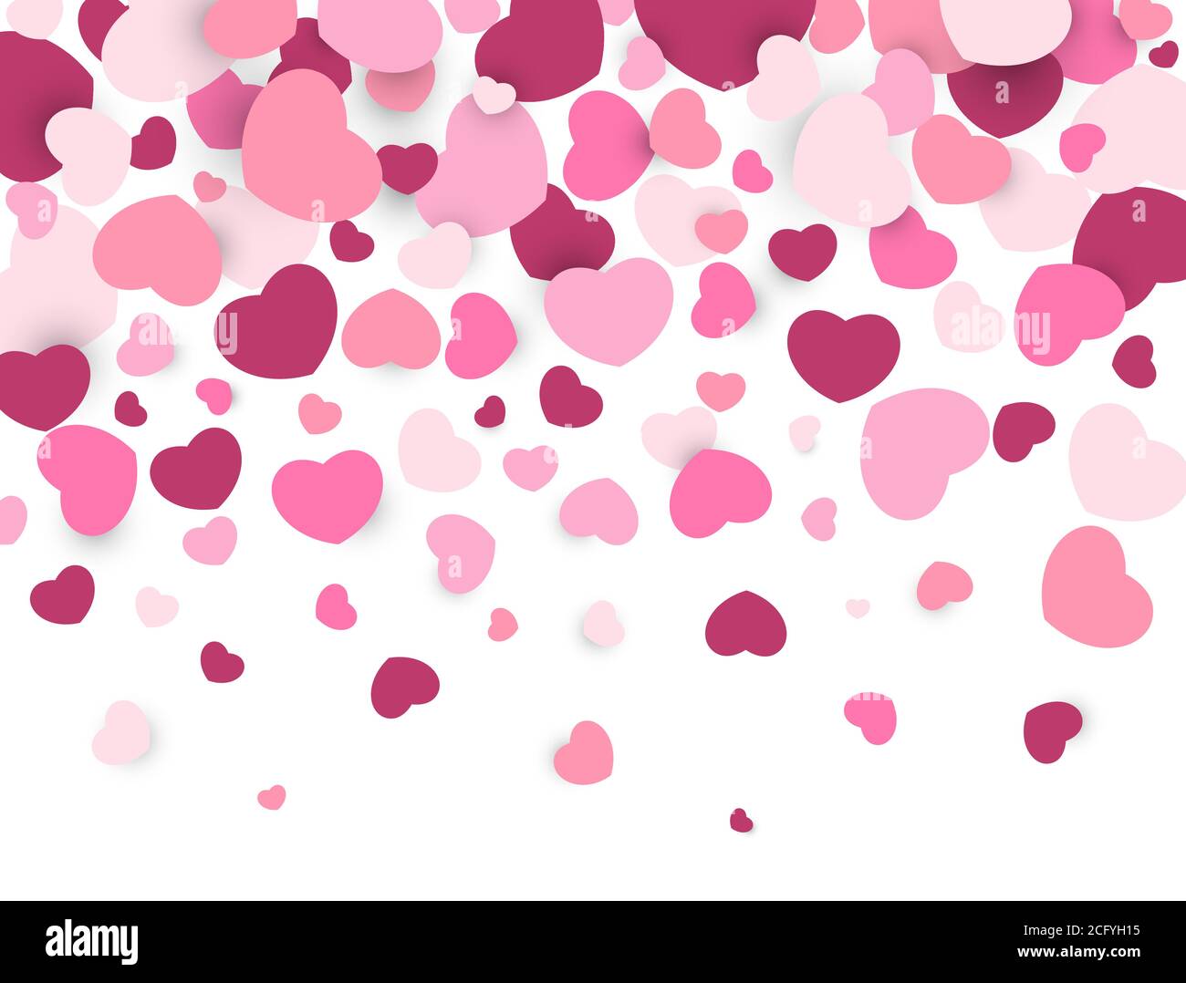 Heart valentine. Pink heart shape confetti on white background ...