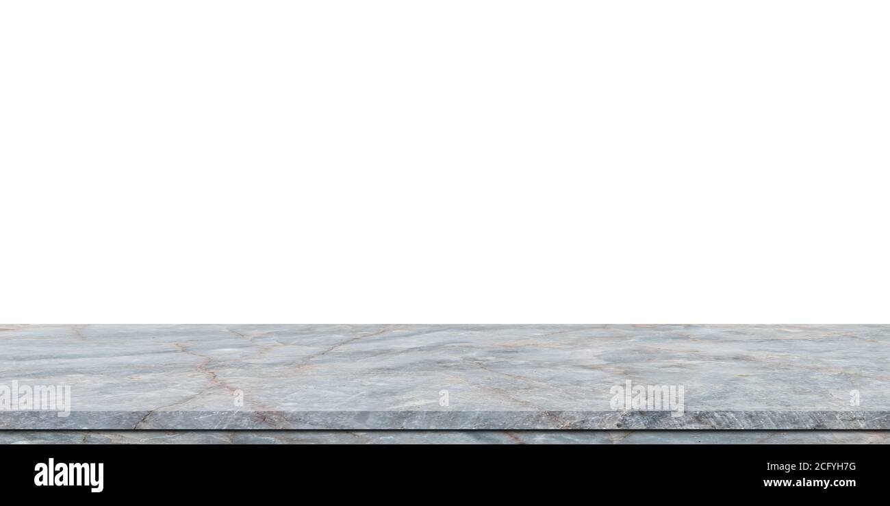 Empty marble table or shelf isolated on white background. For design or ...