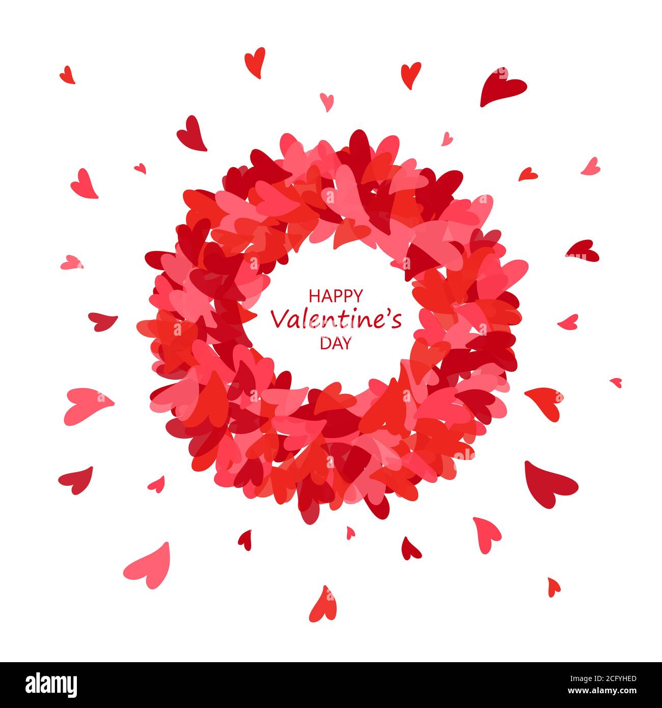 Valentine's Day greeting card. Hearts round frame. Love concept. Vector ...