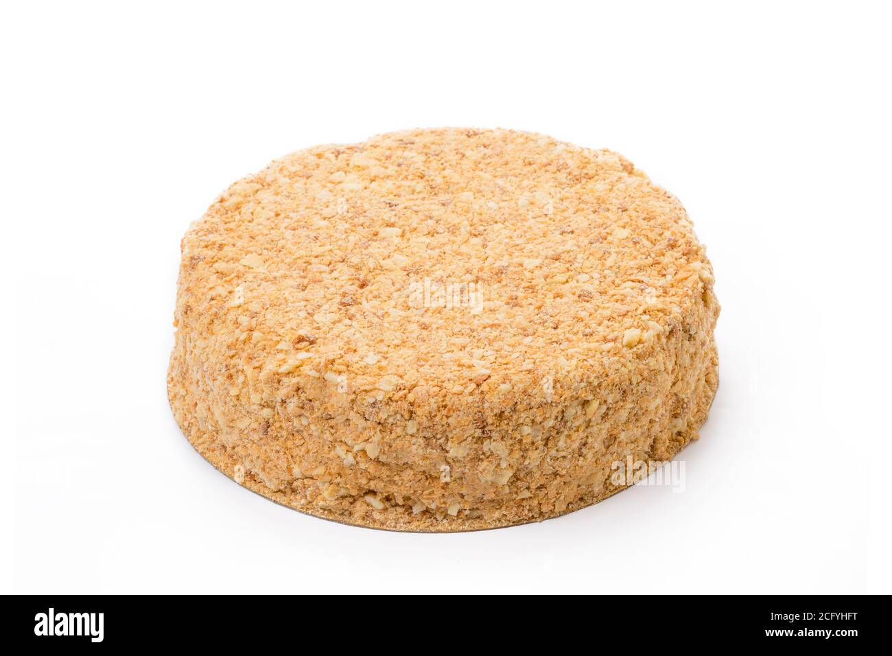 One caramel cake isolated on white background Stock Photo - Alamy