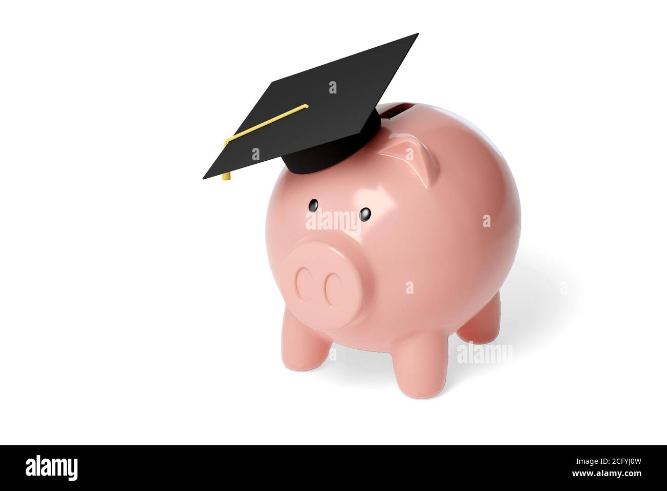 Piggy bank with graduation cap isolated on a white background. Savings ...