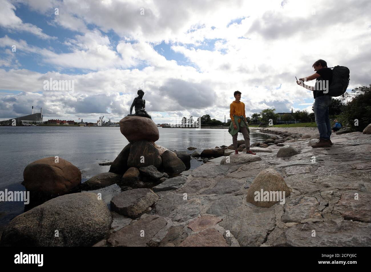 Tourist take photos of the The Little Mermaid bronze statue by Edvard ...