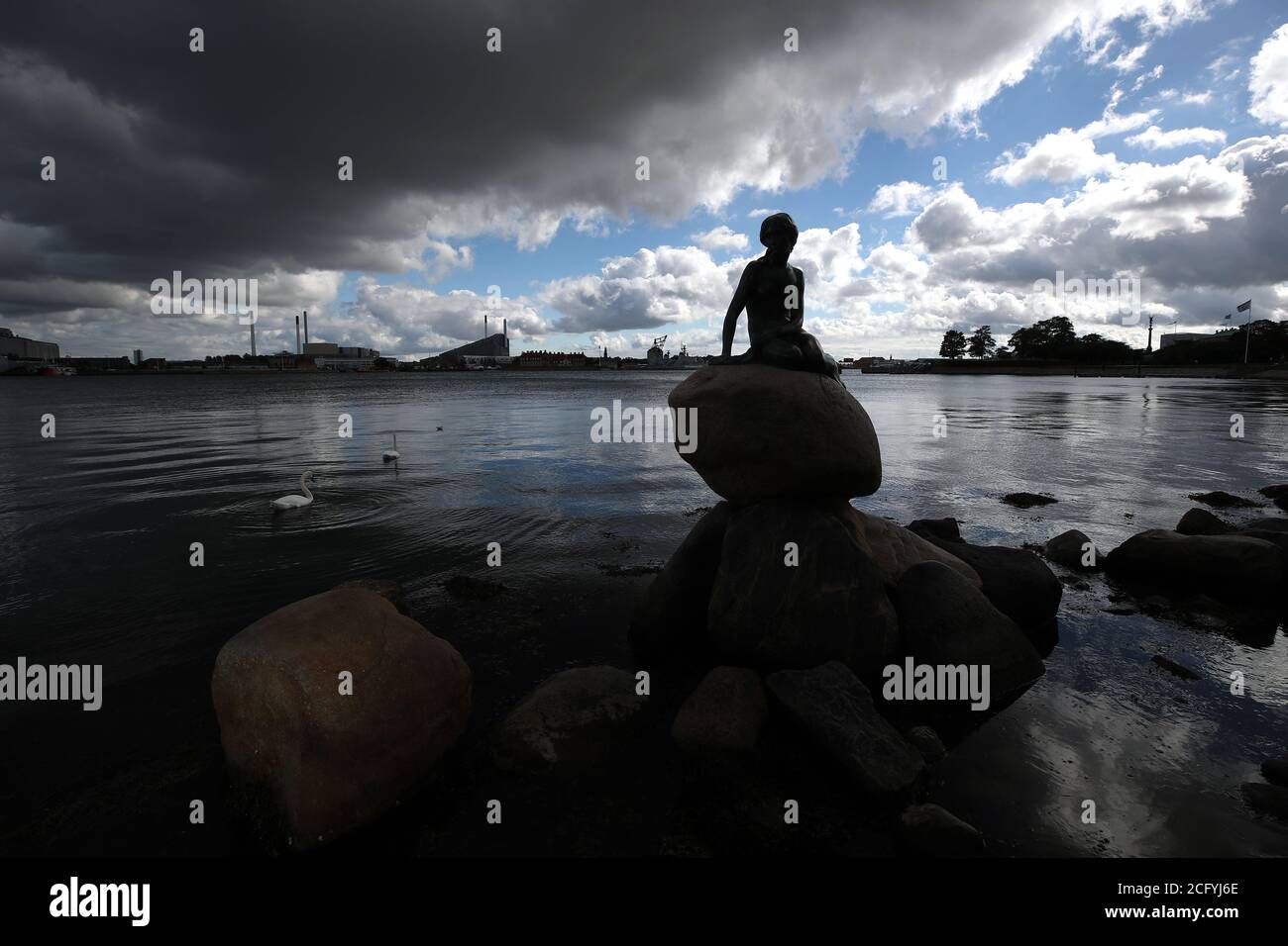 A general view of The Little Mermaid bronze statue by Edvard Eriksen ...
