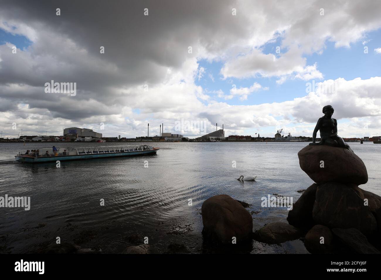 A general view of The Little Mermaid bronze statue by Edvard Eriksen ...