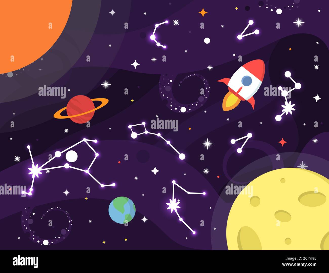 Sun earth moon rocket Stock Vector Images - Alamy