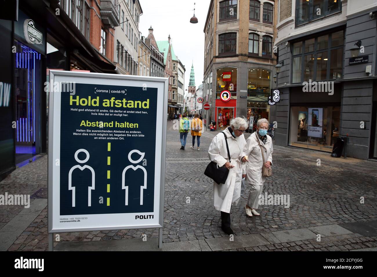 Social Distancing signage in the streets of Copenhagen, Denmark Stock ...