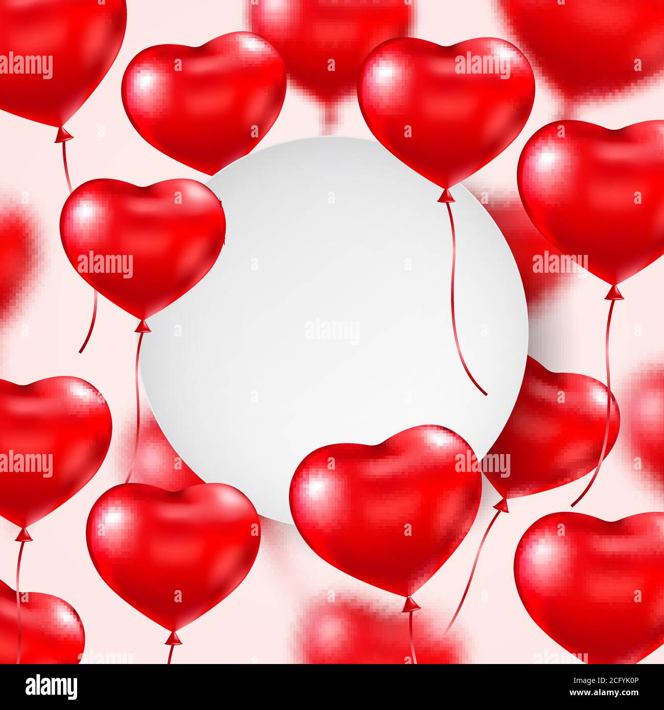 Valentines day banner with red 3d glossy heart balloons and place for ...