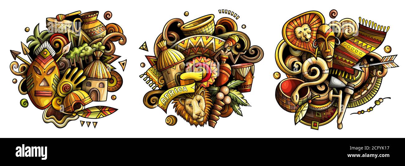 Africa cartoon vector doodle designs set Stock Vector Image & Art - Alamy